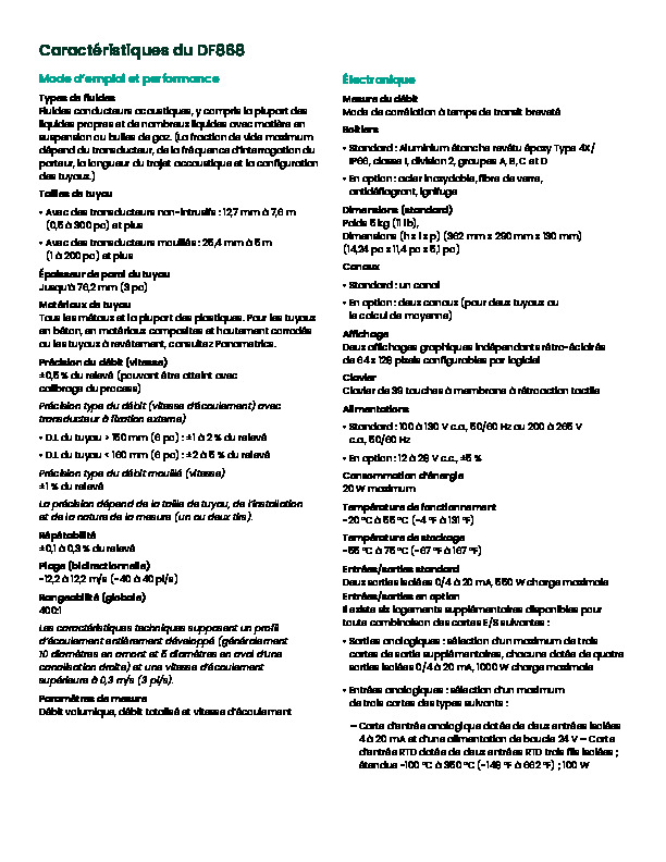 Brochure - Digitalflow df868 data sheet - french - Panametrics - baker ...