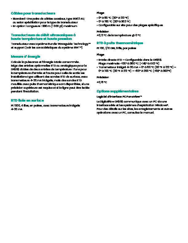 Brochure - Digitalflow df868 data sheet - french - Panametrics - baker ...