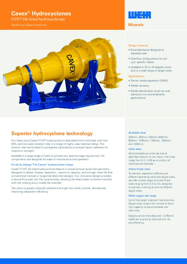 Brochure - Eng - cavex cvxt spec sheet.pdf - Cavex® - FranceEnvironnement