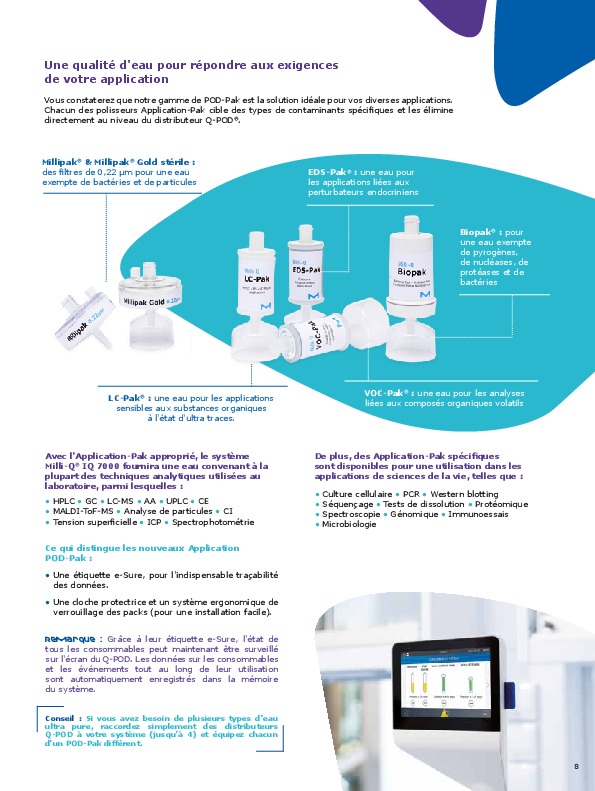 PDF - Brochure milli-q iq 7000 - Merck millipore - FranceEnvironnement
