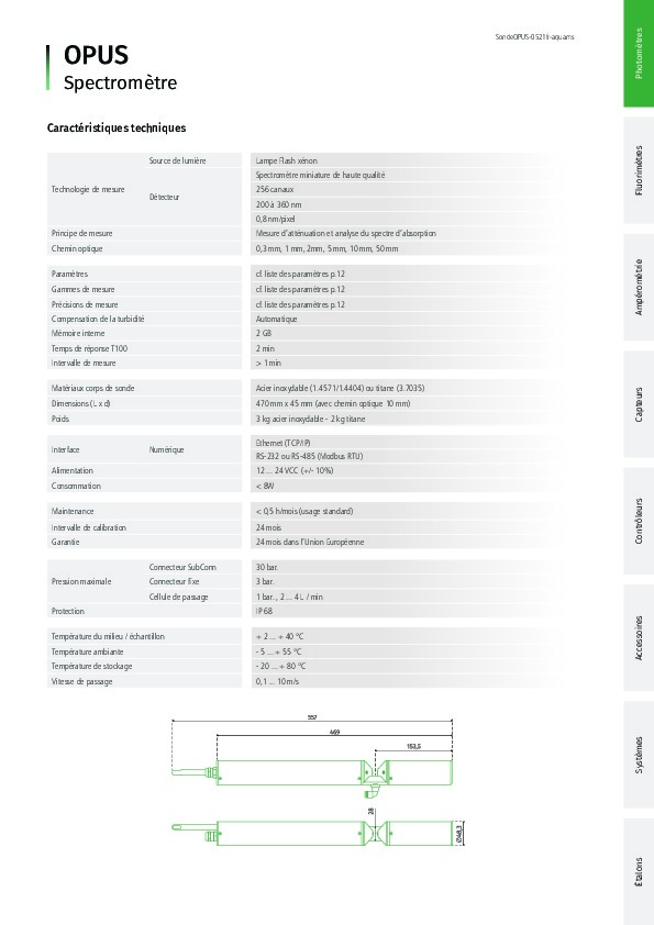 Brochure - Sonde opus - Aqua monitoring system sas - FranceEnvironnement