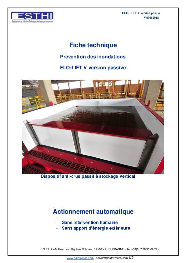 PDF - Fiche technique flo-lift v - Esthi - FranceEnvironnement