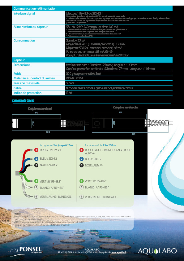 Brochure - Fiche technique optod plastique oxygène dissous - Ponsel ...