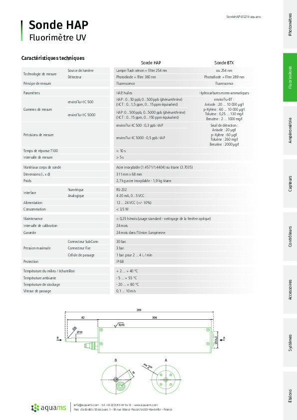 Brochure - Sonde hap - Aqua monitoring system s.a.s. - FranceEnvironnement