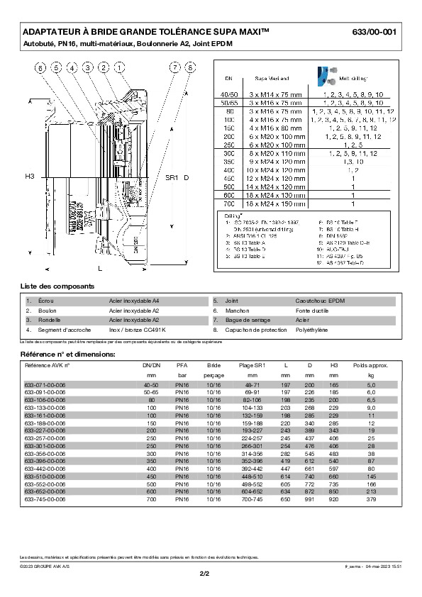 Brochure - Ft_adaptateur à bride supa maxi_633-00-001_avk010_fr - Avk ...