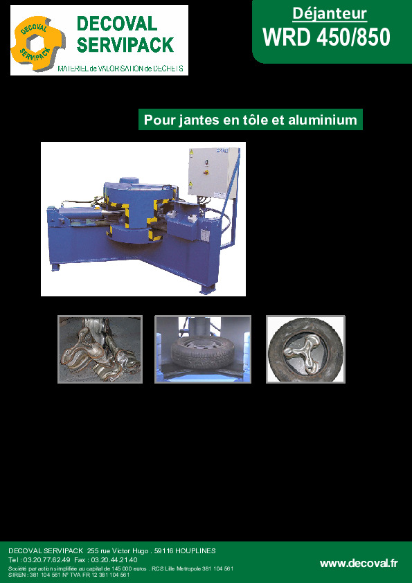 Brochure - Wrd 450/850 - documentation - Decoval servipack ... Brochure - Wrd 450/850 - documentation - Decoval servipack ...