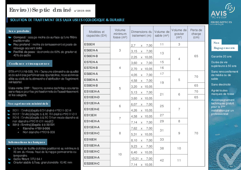 Brochure - Fiche technique enviroseptic drainé - Enviroseptic® - FranceEnvironnement