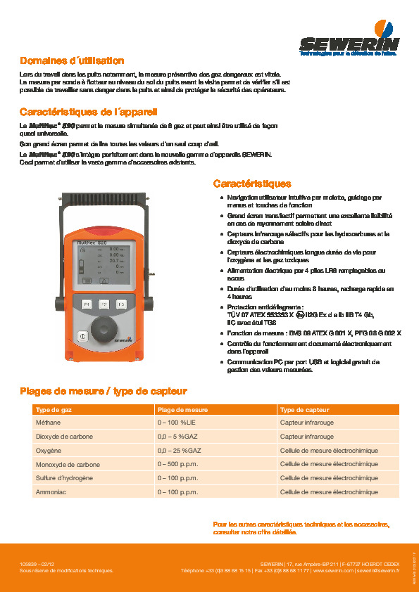 Brochure - Doc multitec 520 fr - Sewerin - FranceEnvironnement