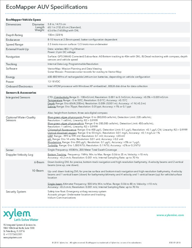 Brochure - Rev9-e50-ecomapper spec sheet - Xylem analytics france sas - FranceEnvironnement