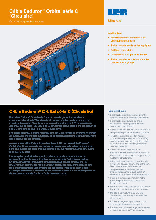 Brochure - Enduron orbital c series screens - circular_fr - Weir ...