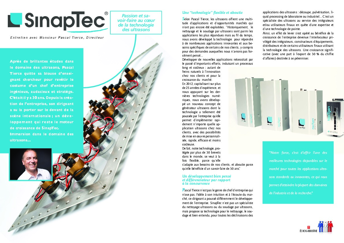 Brochure - Interview sinaptec _ echos industrie.pdf - Sinaptec - FranceEnvironnement