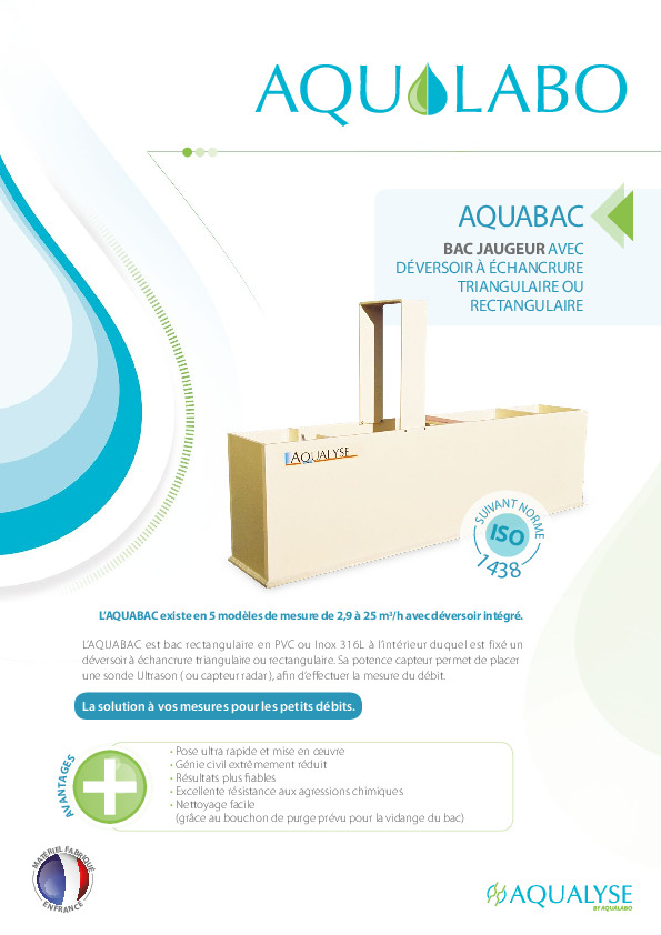 Brochure - Fiche technique canal de mesure débit aquabac - Aqualyse ...