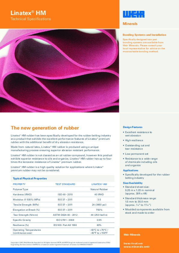 Brochure - Eng - linatex hm spec sheet.pdf - Linatex® - FranceEnvironnement