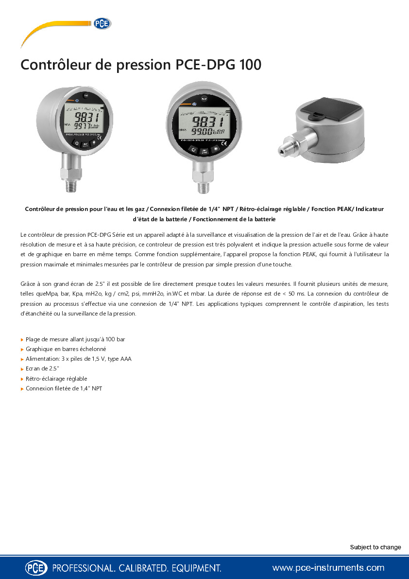 Brochure - Ft_pce-dpg-serie - Pce instruments france eurl ...