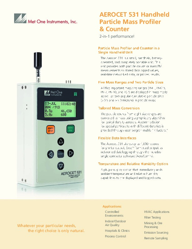 Brochure - Aerocet 531 - Cleanair europe - FranceEnvironnement