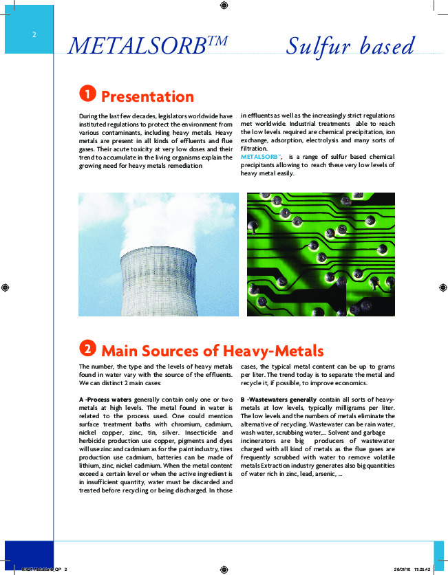 Brochure - Heavy metal-metalsorb e - Snf - FranceEnvironnement