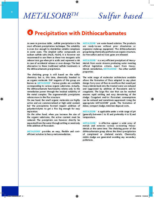 Brochure - Heavy metal-metalsorb e - Snf - FranceEnvironnement