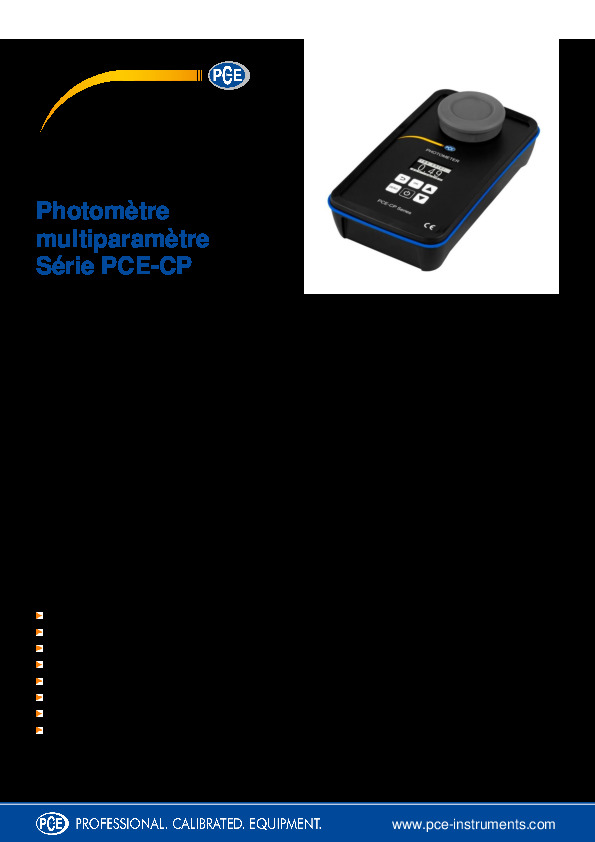 Brochure - Ft_pce-cp-serie - Pce instruments france eurl - FranceEnvironnement