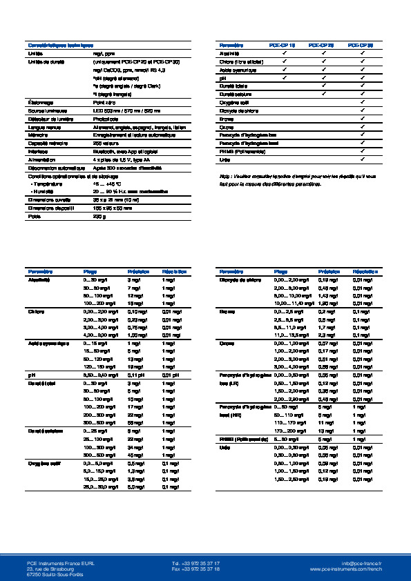 Brochure - Ft_pce-cp-serie - Pce instruments france eurl - FranceEnvironnement