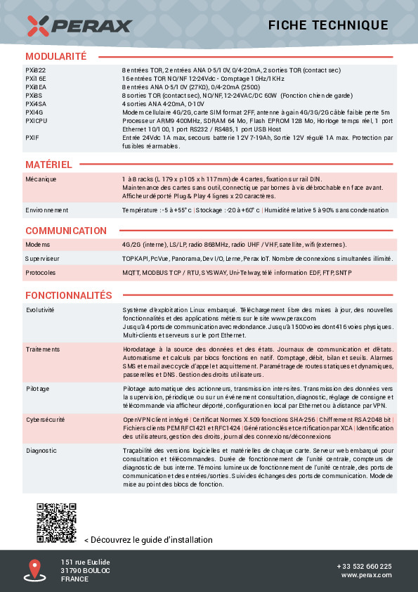 Brochure - Fiche-technique-p400xi - Perax technologies - FranceEnvironnement