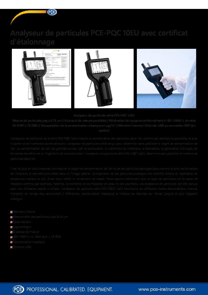 Brochure - Ft_pce-pqc-10eu - Pce instruments france eurl - FranceEnvironnement
