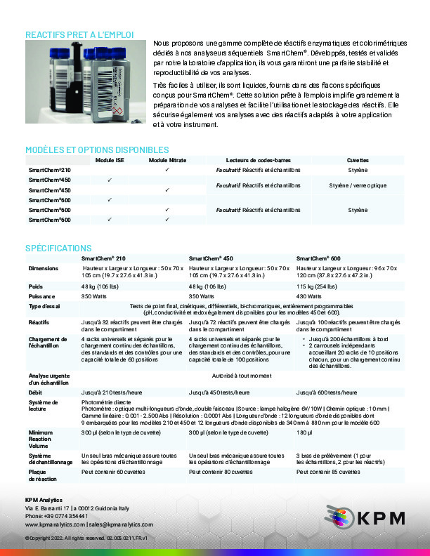 Brochure - Kpm ams smartchem series_french - Ams alliance - FranceEnvironnement