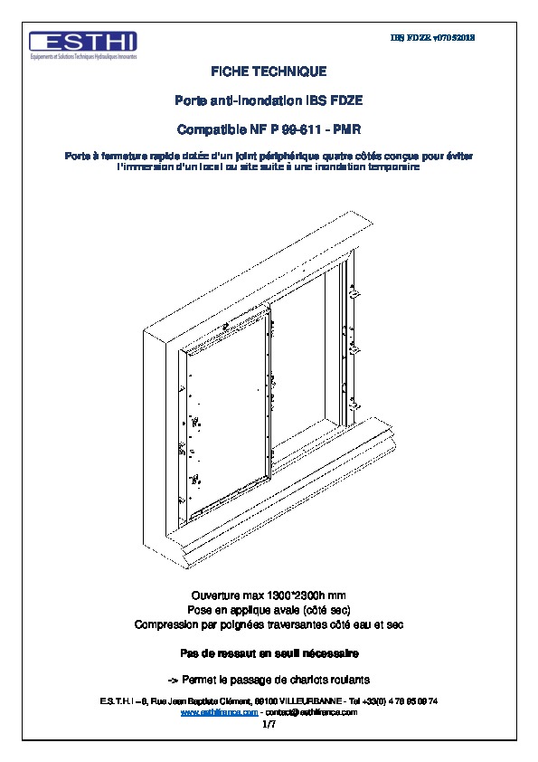 PDF - Fiche technique porte ibs fddz - Esthi - FranceEnvironnement