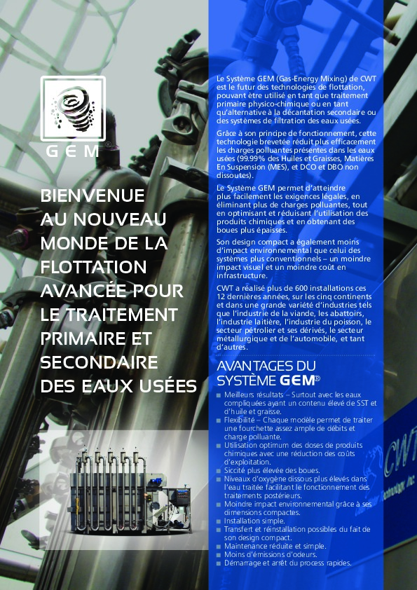 Brochure - Cwt_système gem - Clean water technology - FranceEnvironnement