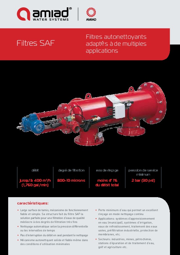 Brochure - Saf_fr 2017 - Amiad water systems europe - FranceEnvironnement