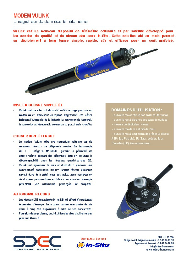 Brochure - Brochure vulink - in situ - Sdec france - FranceEnvironnement