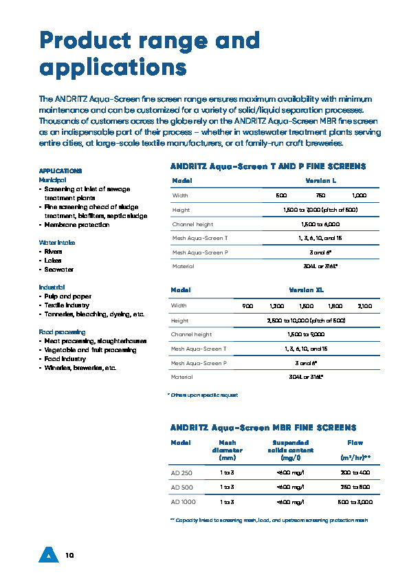 Brochure - Andritz fine screens aquascreen english - Andritz sas ...