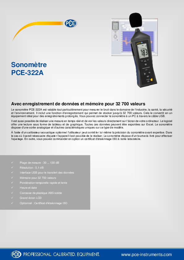 Brochure - Ft_pce-322a - Pce instruments france eurl - FranceEnvironnement