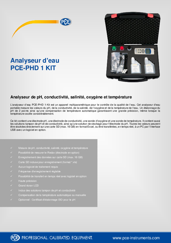 Brochure - Ft_pce-phd-1-kit1 - Pce instruments france eurl ...