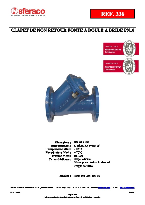 PDF - Fiche technique - clapet 336 - Sferaco - FranceEnvironnement
