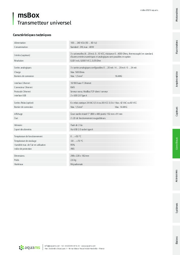 Brochure - Msbox - Aquams® - FranceEnvironnement