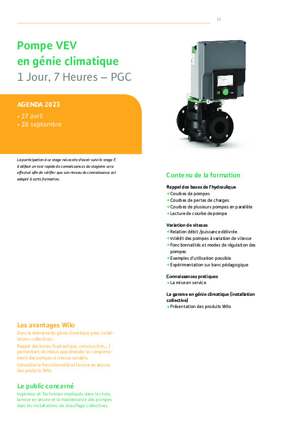 Brochure - Guide formations 2023 - Wilo france - FranceEnvironnement