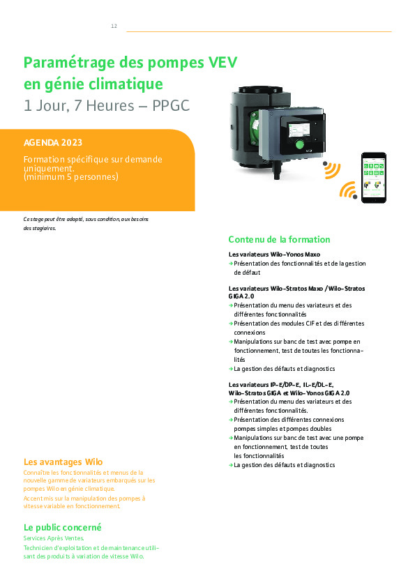 Brochure - Guide formations 2023 - Wilo france - FranceEnvironnement