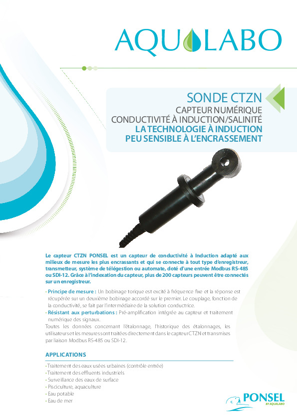 Brochure - Fiche technique capteur numérique conductivité induction ...
