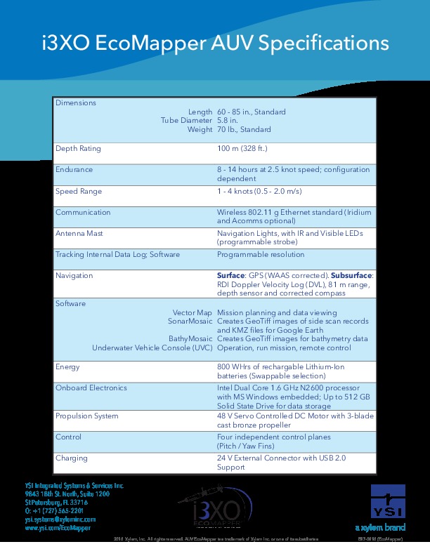 PDF - I3xo-ecomapper-auv-brochure - Xylem analytics france sas - FranceEnvironnement