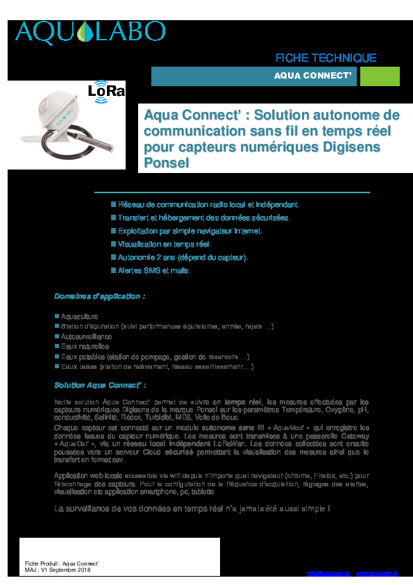 Brochure - Fiche technique aqua connect' - Ponsel - FranceEnvironnement