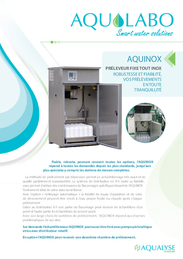 PDF - Fiche technique préleveur fixe aquinox - Aqualabo - FranceEnvironnement