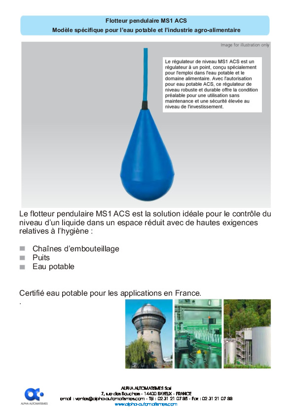 Brochure - Ms1 acs - Alpha automatismes sarl - FranceEnvironnement