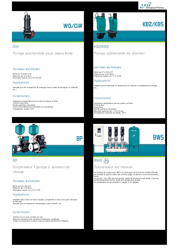 Brochure - La gamme leo pompes france - Leo pompes france ...