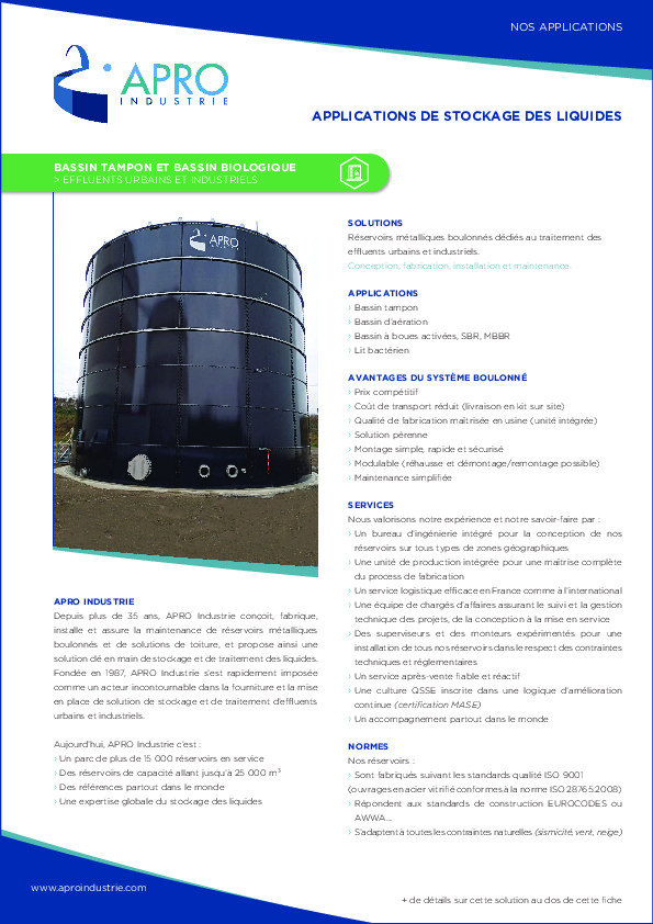 Brochure - Fiche application bassin tampon et bassin biologique - Apro ...