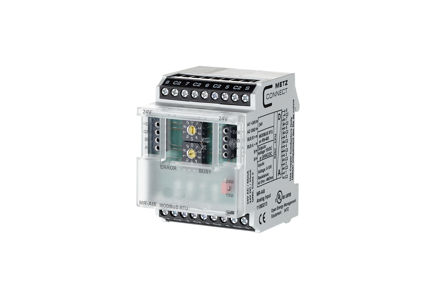 MR-AI8 Modbus RTU (Module d’entrée) - METZ CONNECT - FranceEnvironnement